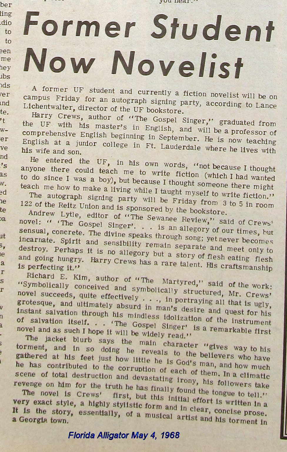Spotlight on … Harry Crews A Childhood: The Biography of a Place (1978 ...