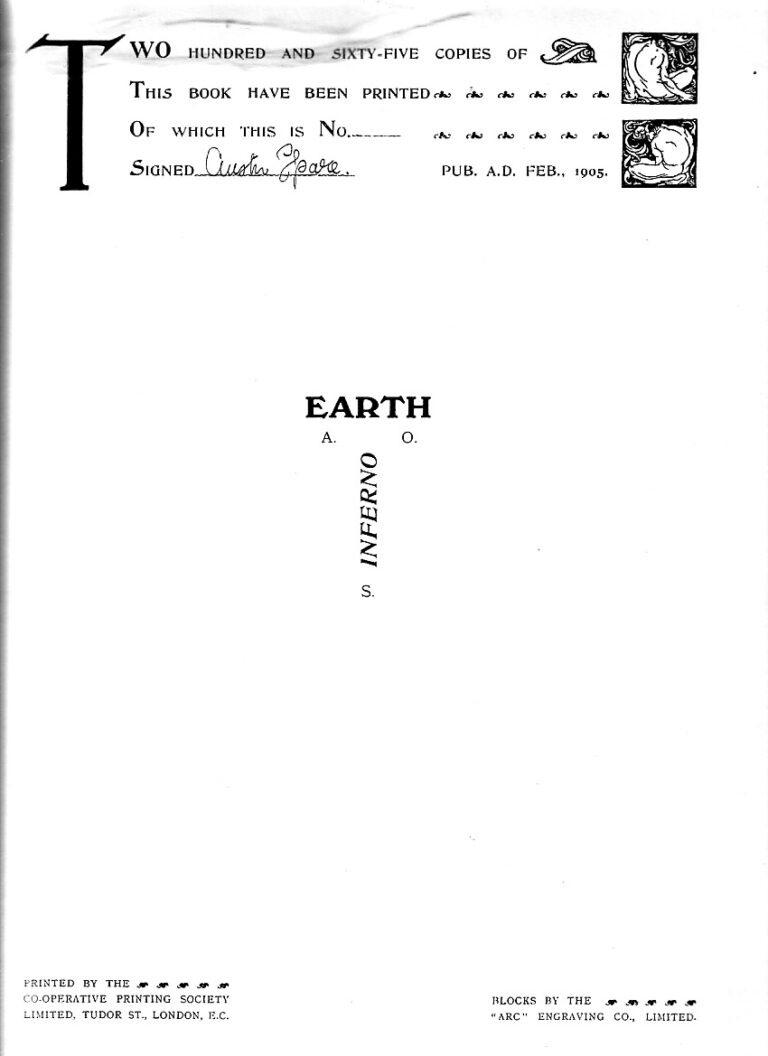Two booklets of Austin Osman Spare: Earth: Inferno (1905), The Book of ...
